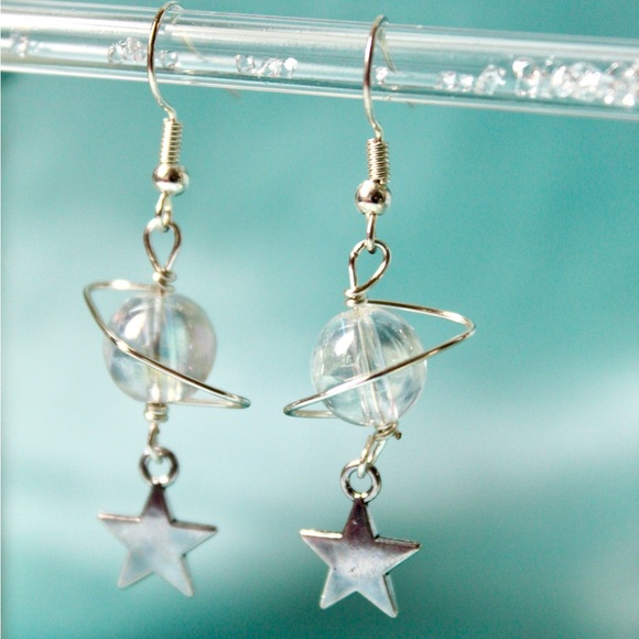 Jewelry | Wire Wrapped Clear Planet Earrings | Poshmark